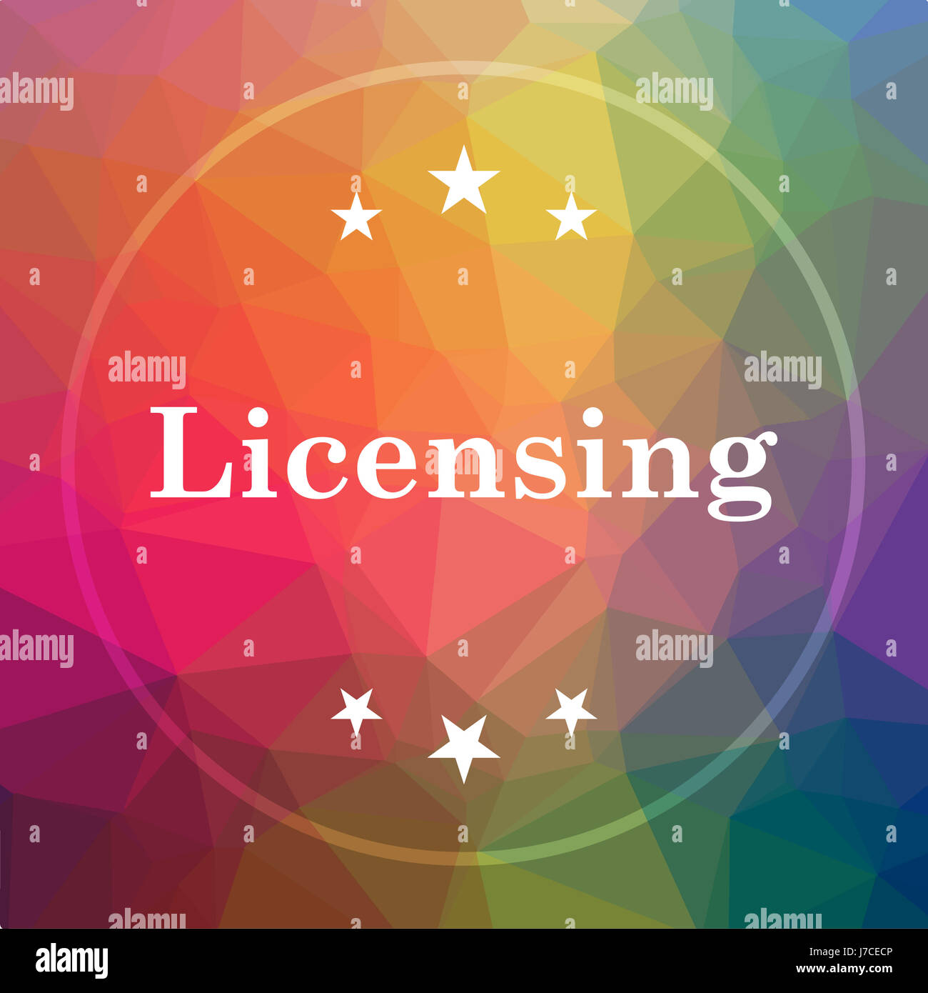 Licensing icon. Licensing website button on low poly background Stock ...