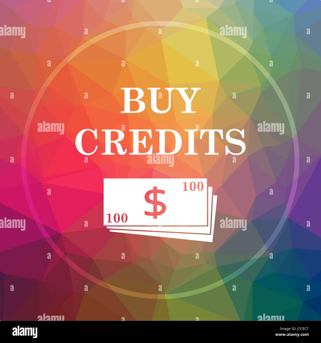 Buy credits icon. Buy credits website button on low poly background ...