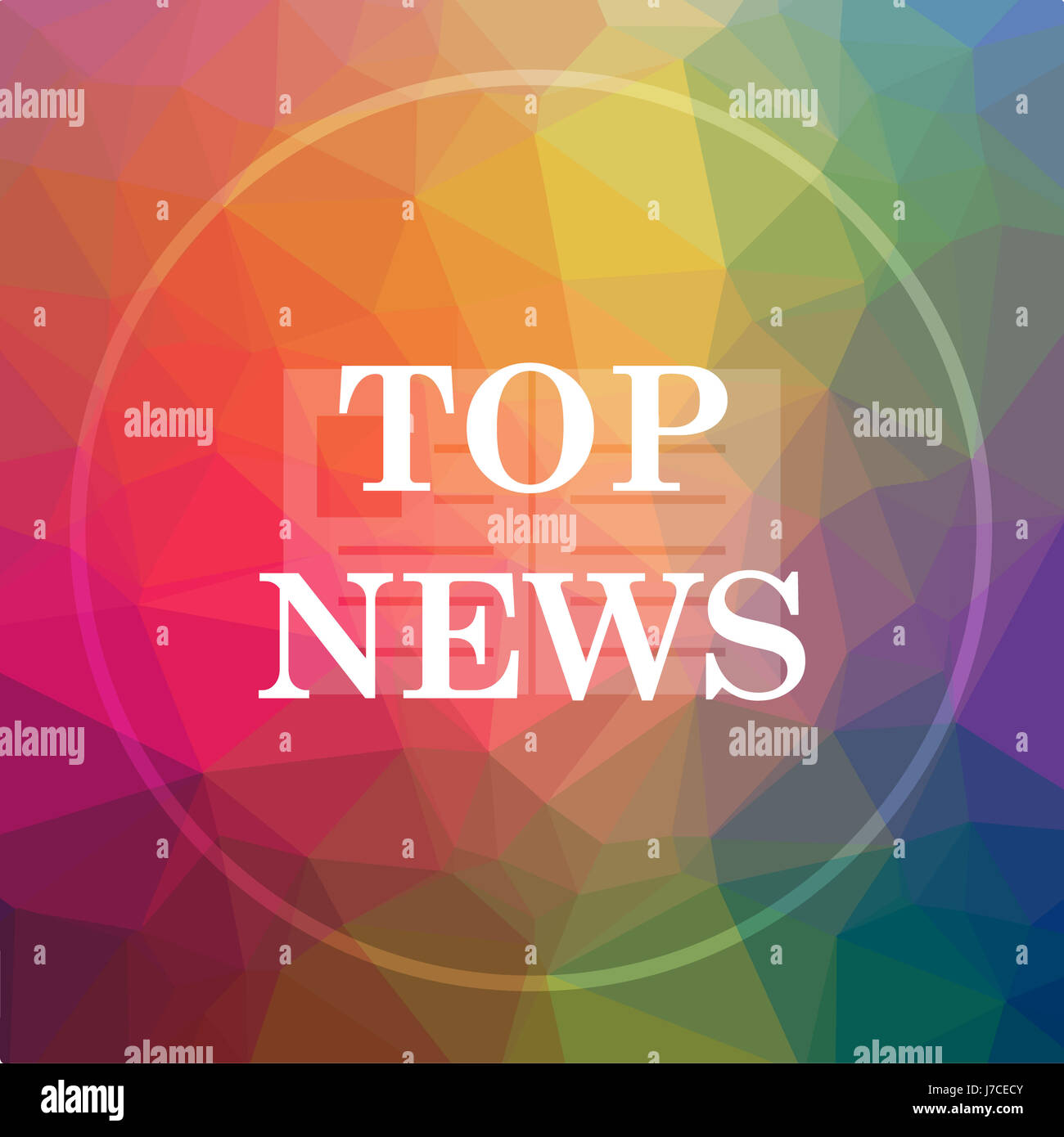 Top news icon. Top news website button on low poly background Stock ...