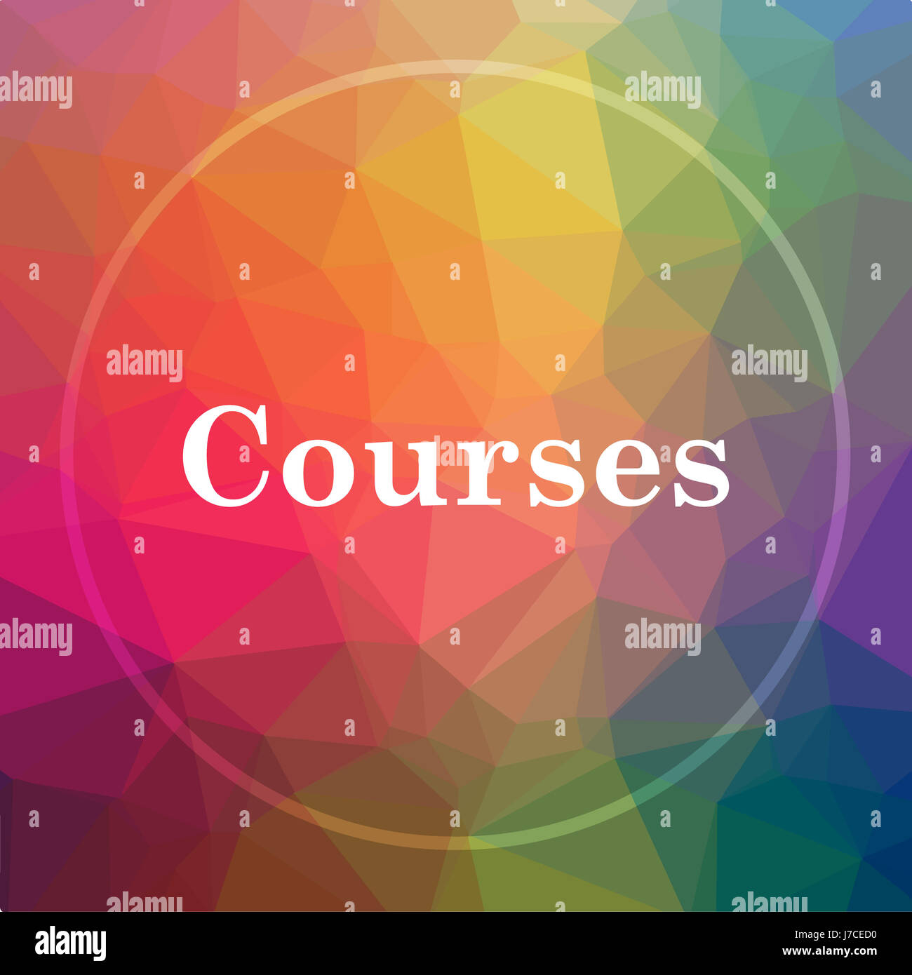 Courses icon. Courses website button on low poly background Stock Photo ...