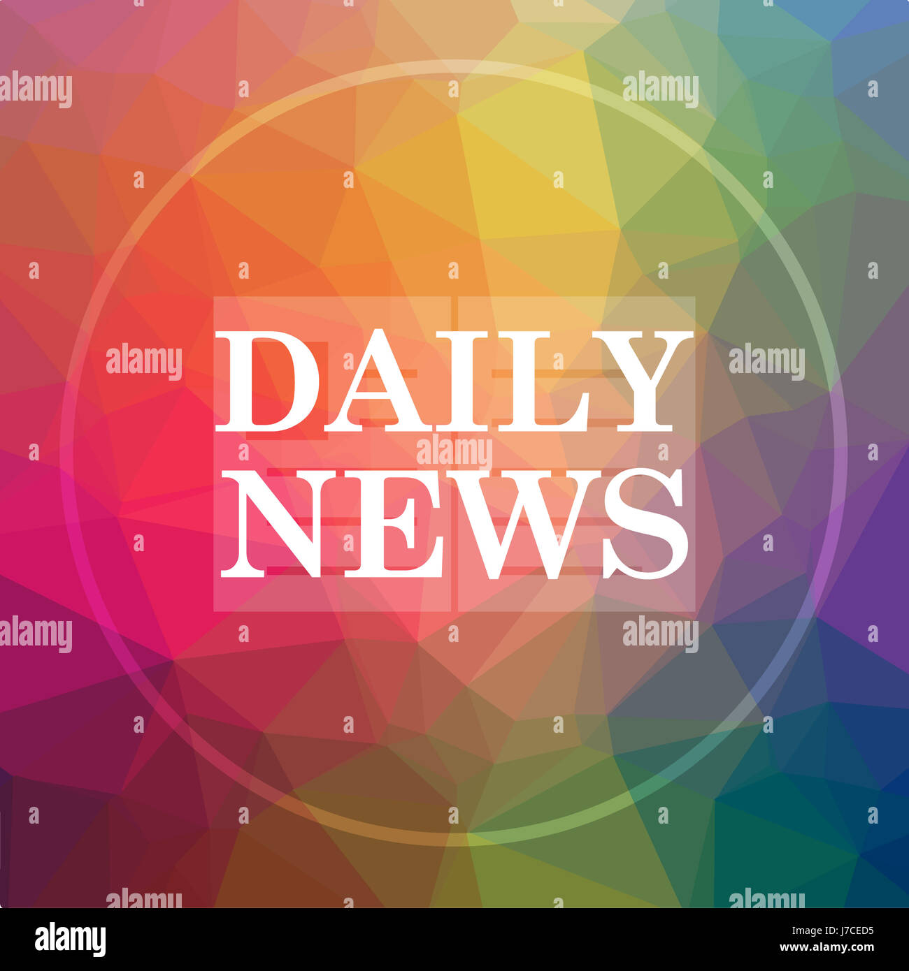 Daily news icon. Daily news website button on low poly background Stock ...