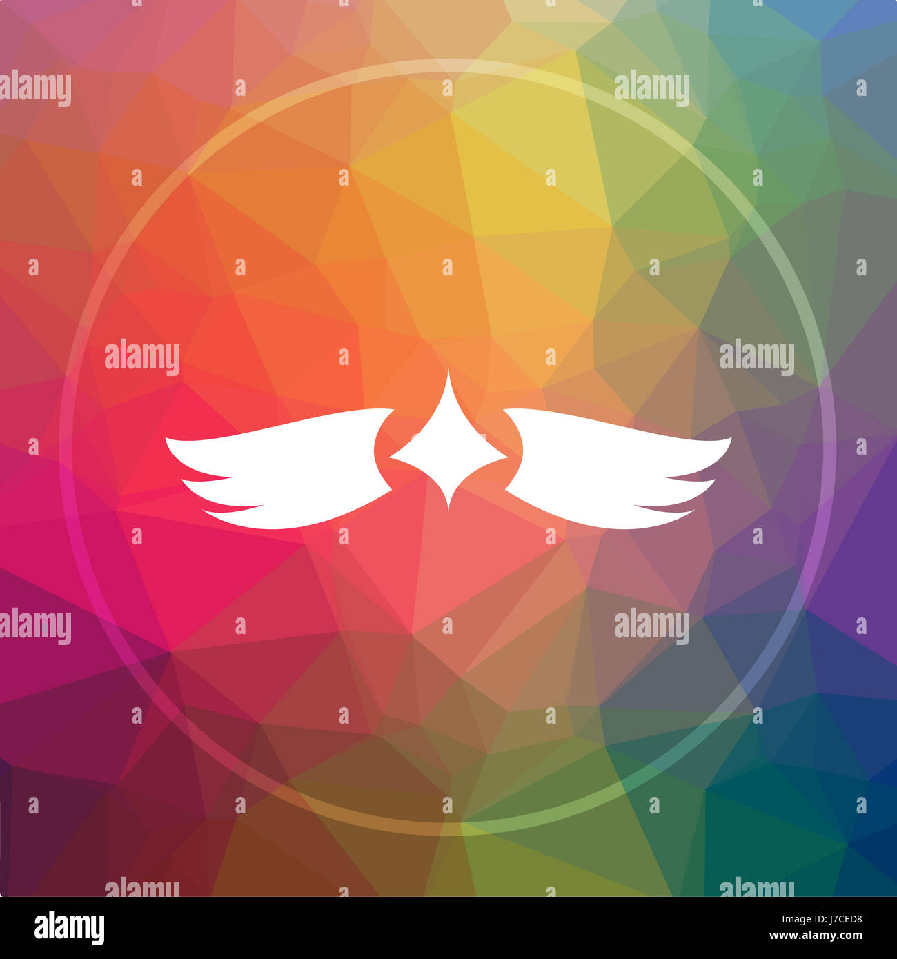 Wings icon. Wings website button on low poly background Stock Photo - Alamy