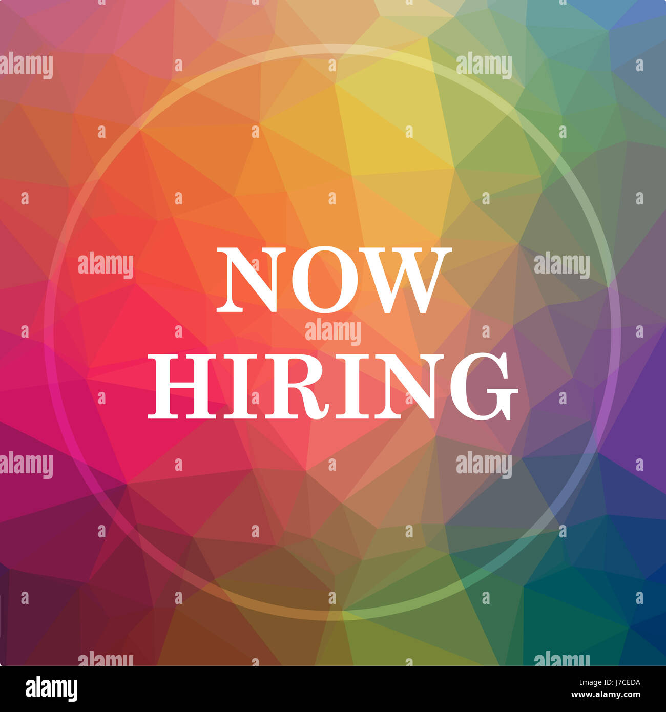 Now hiring icon. Now hiring website button on low poly background Stock ...
