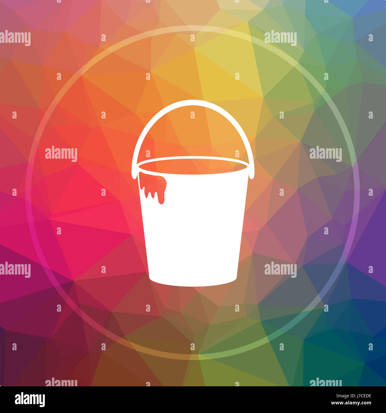 Bucket icon. Bucket website button on low poly background Stock Photo ...