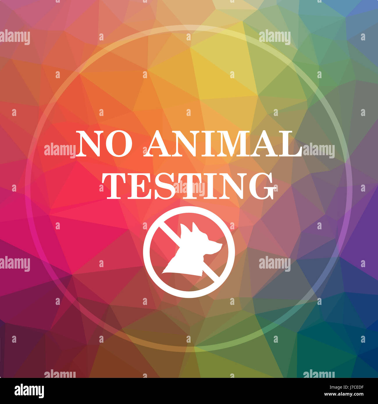 No animal testing icon. No animal testing website button on low poly ...
