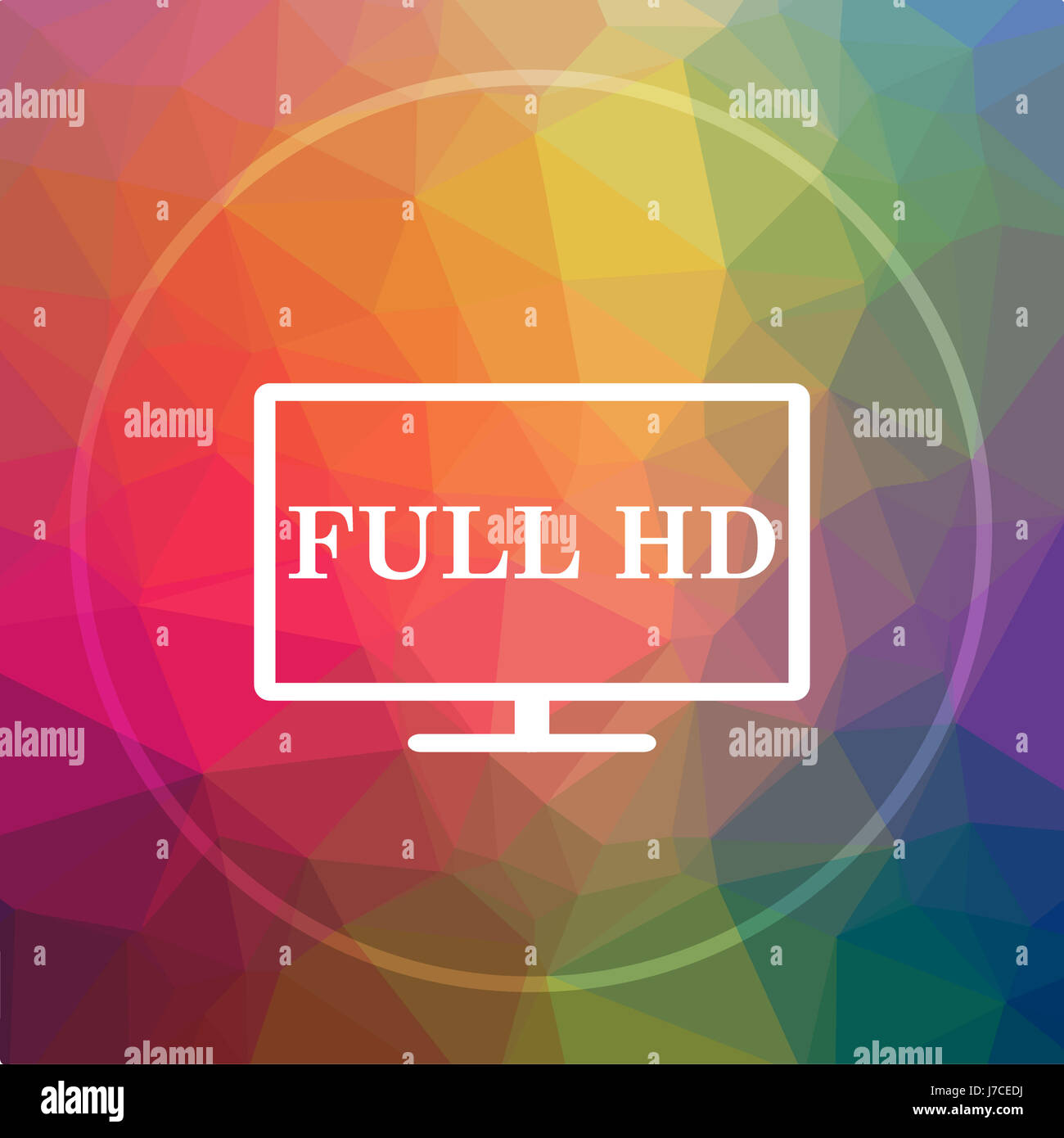 Full HD icon. Full HD website button on low poly background Stock Photo ...