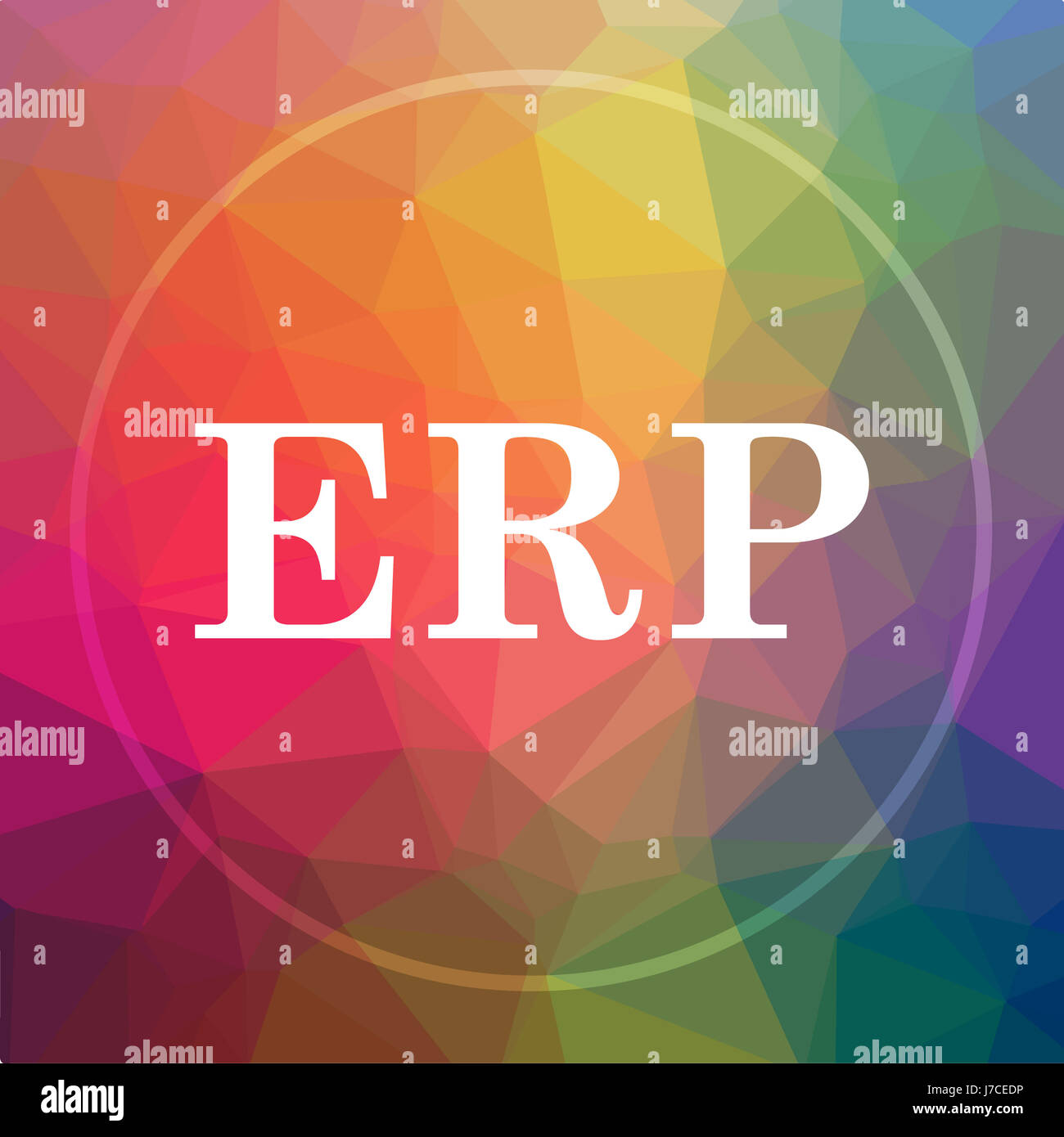 ERP icon. ERP website button on low poly background Stock Photo - Alamy
