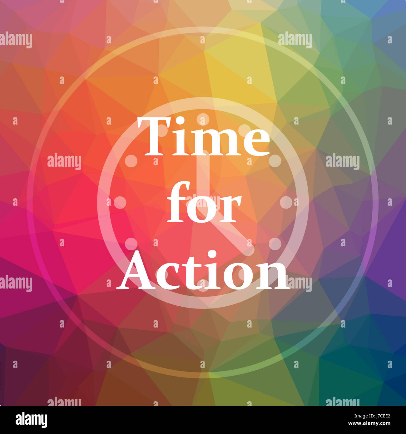 Time for action icon. Time for action website button on low poly ...
