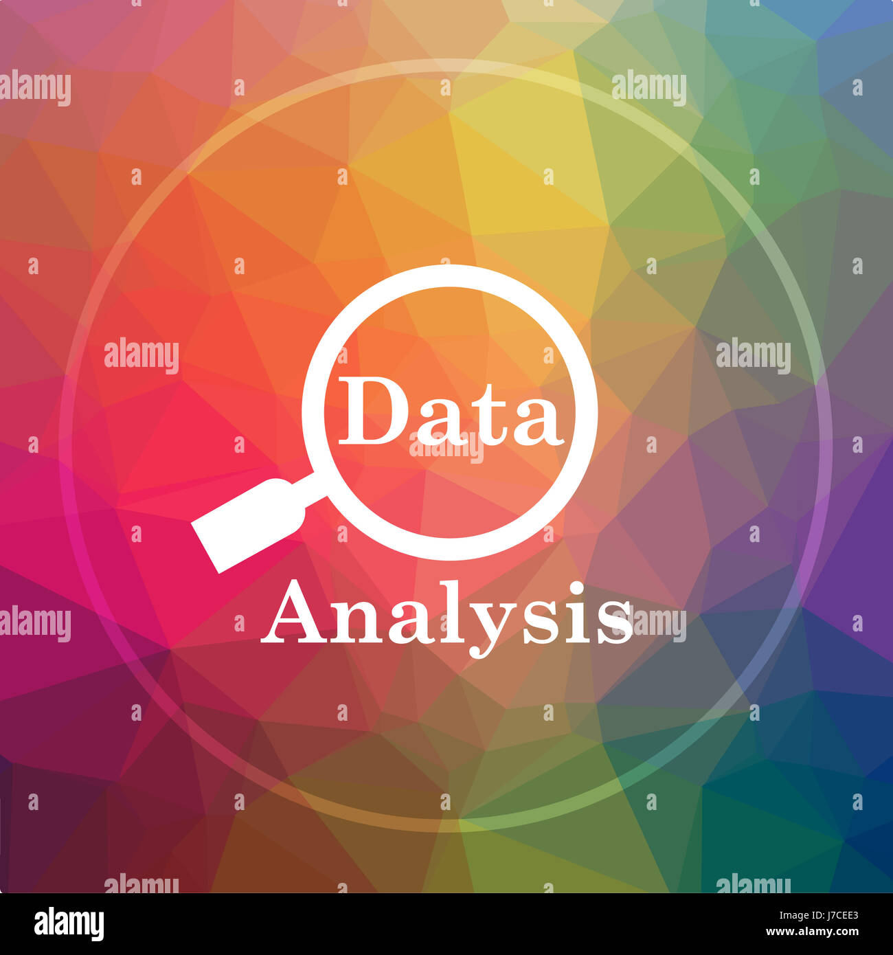 Data analysis icon. Data analysis website button on low poly background ...