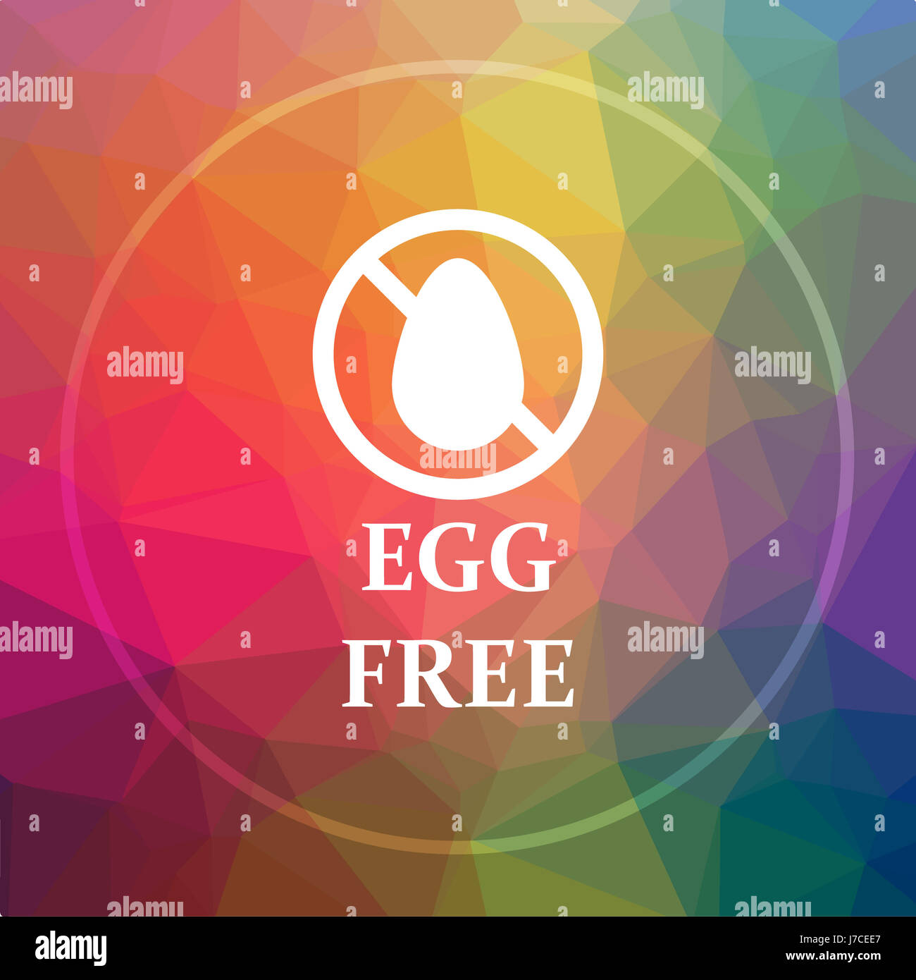 Egg free icon. Egg free website button on low poly background Stock ...