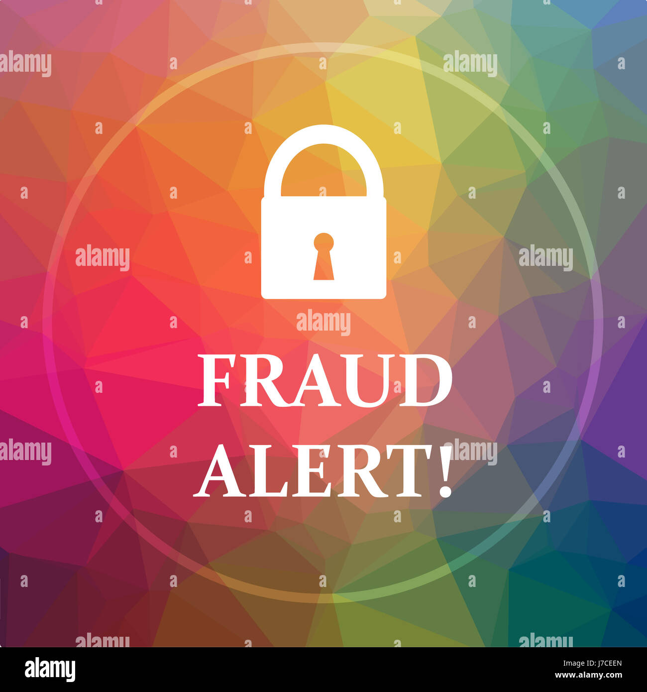 Fraud alert icon. Fraud alert website button on low poly background ...