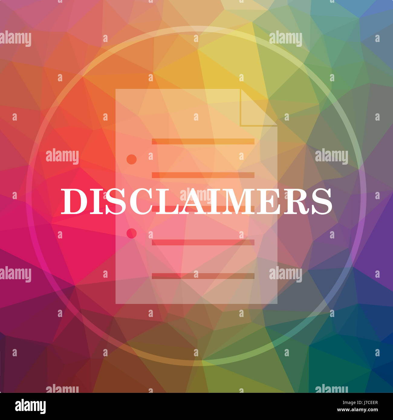 Disclaimers icon. Disclaimers website button on low poly background ...
