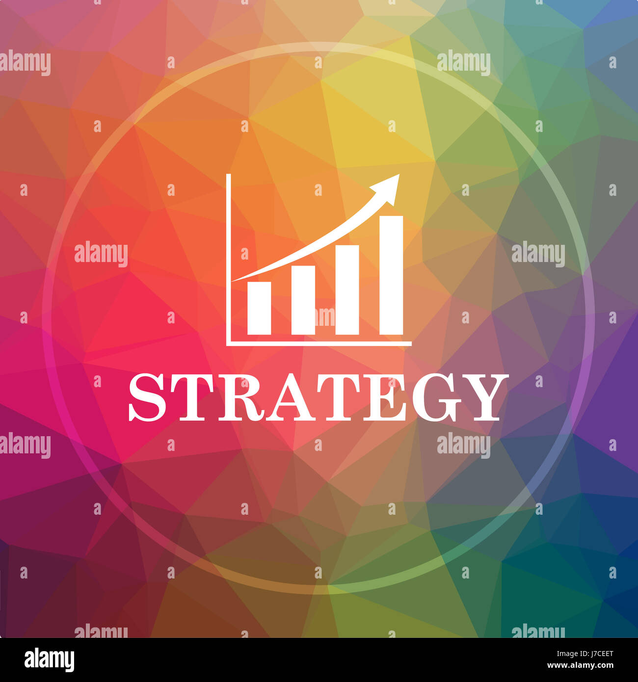 Strategy icon. Strategy website button on low poly background Stock ...