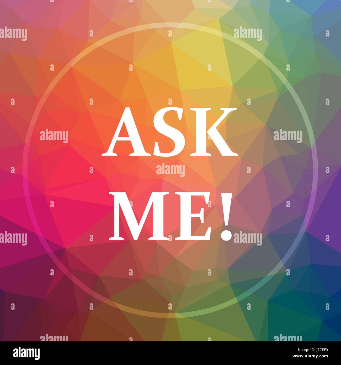 Ask me icon. Ask me website button on low poly background Stock Photo ...