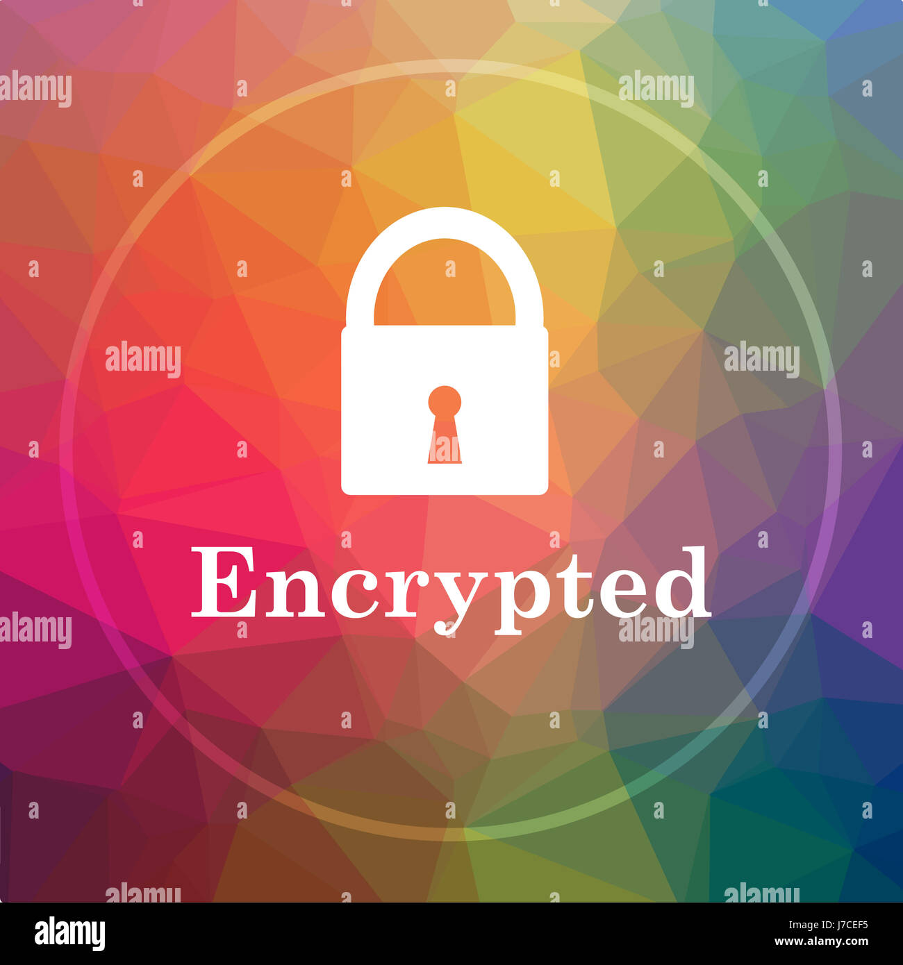 Encrypted icon. Encrypted website button on low poly background Stock ...