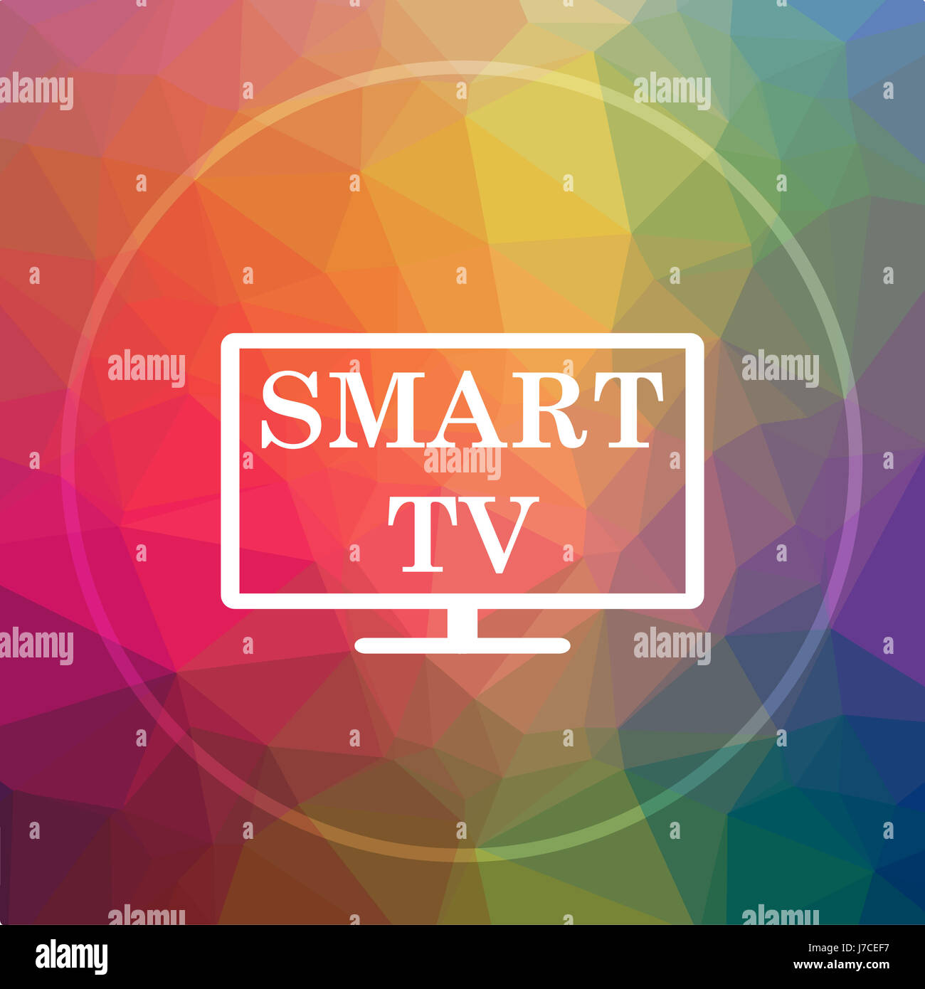 Smart tv icon. Smart tv website button on low poly background Stock ...