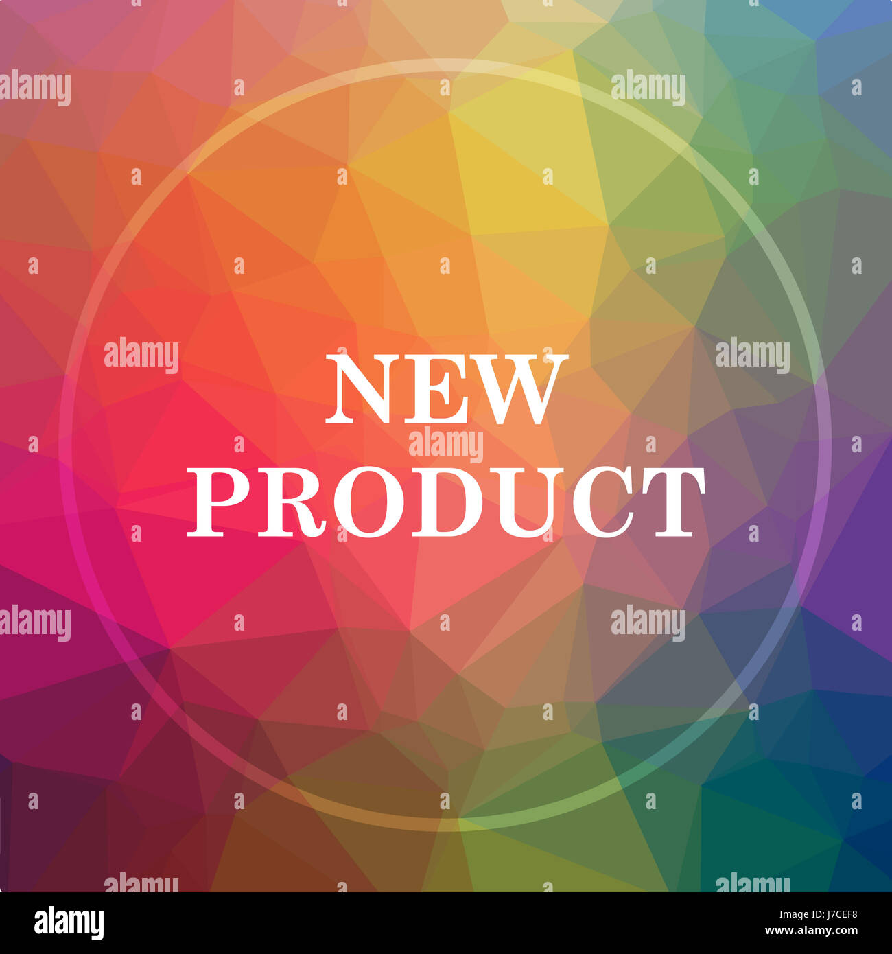 New product icon. New product website button on low poly background ...