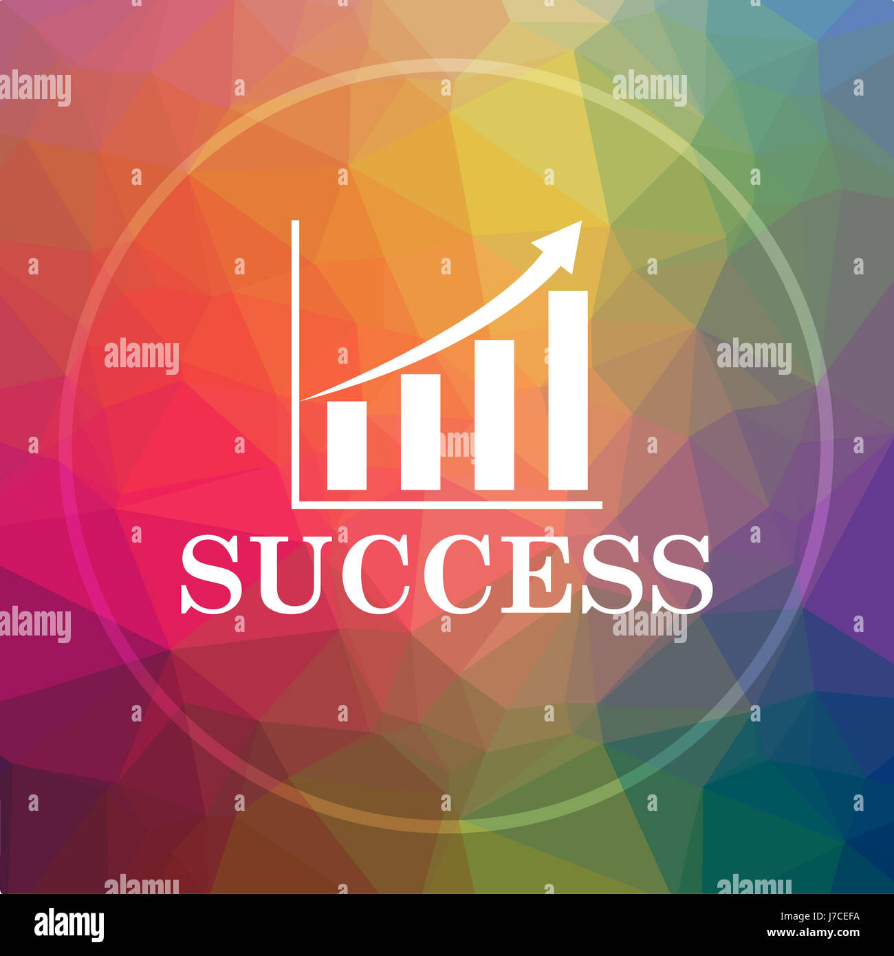 Success icon. Success website button on low poly background Stock Photo ...