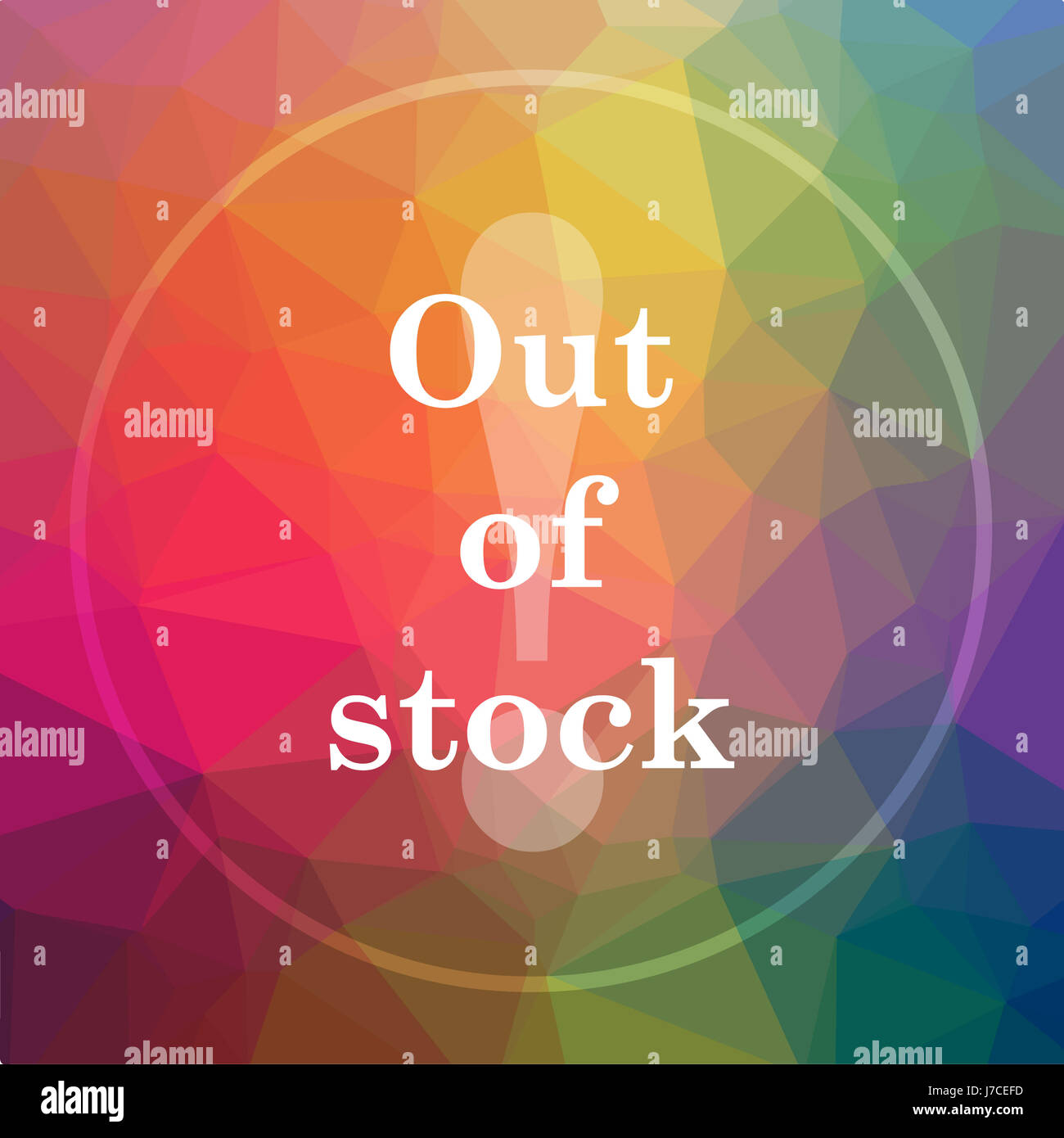 Out of stock icon. Out of stock website button on low poly background ...