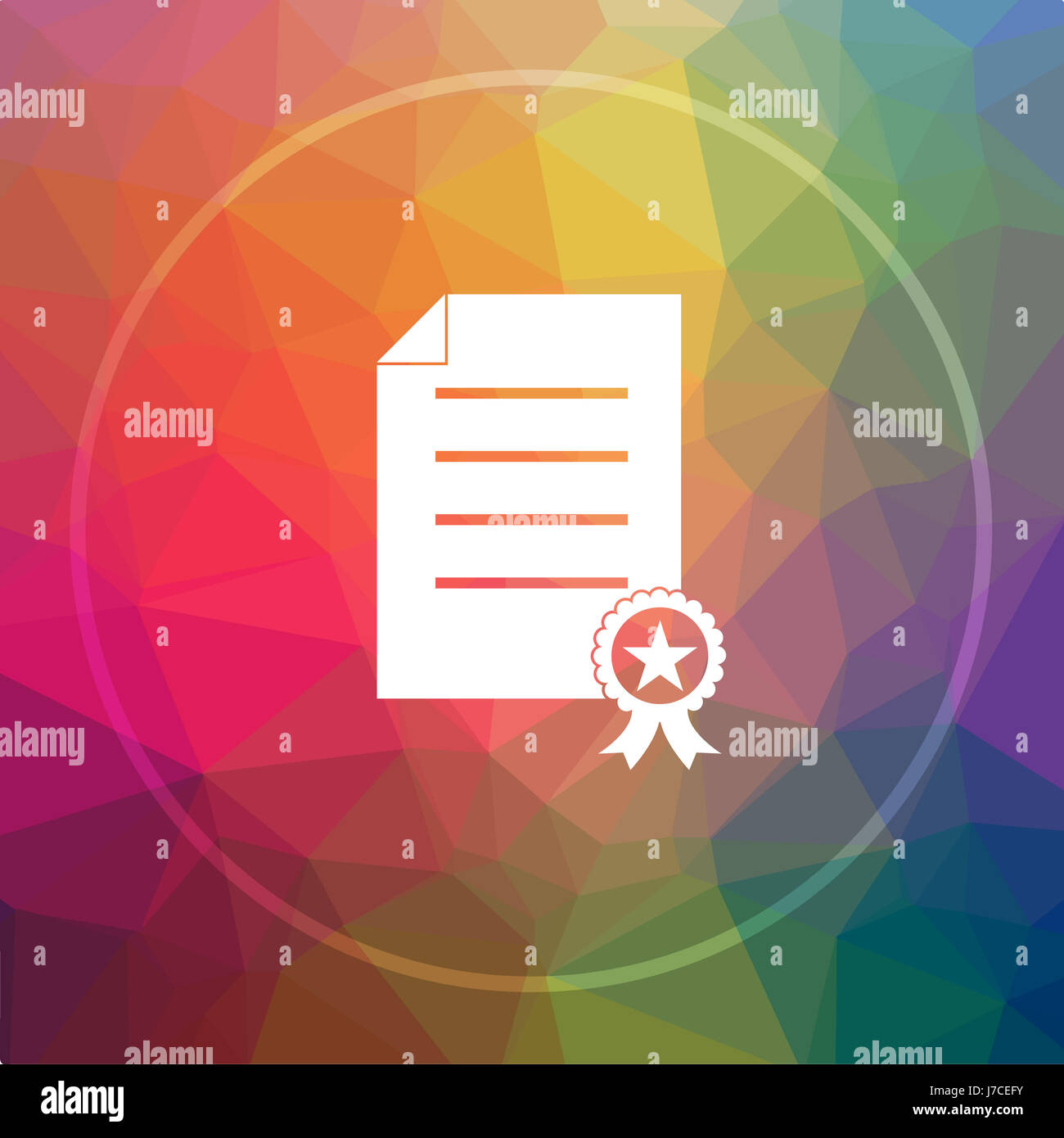 Certificate icon. Certificate website button on low poly background ...