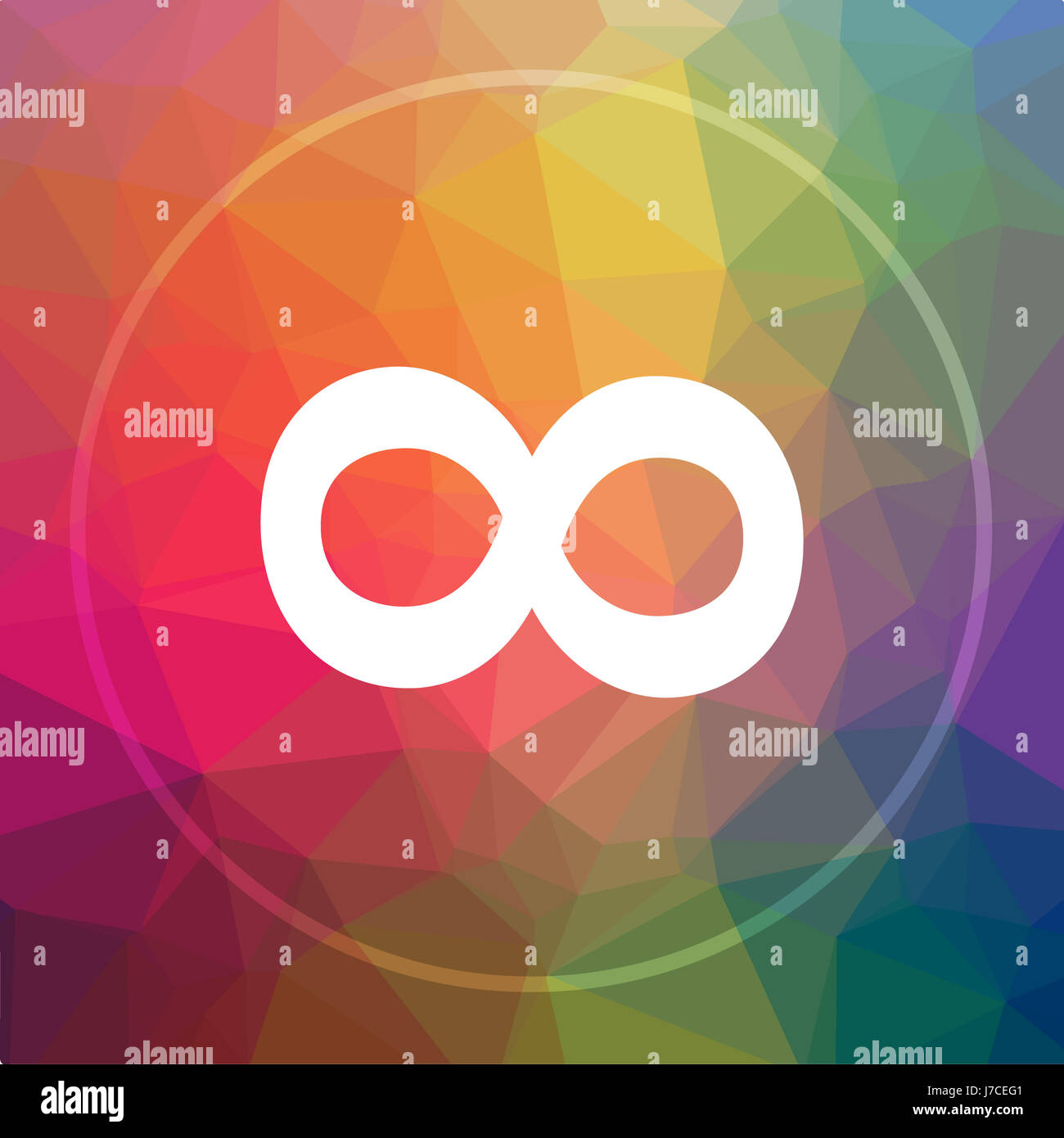 Infinity sign icon. Infinity sign website button on low poly background ...