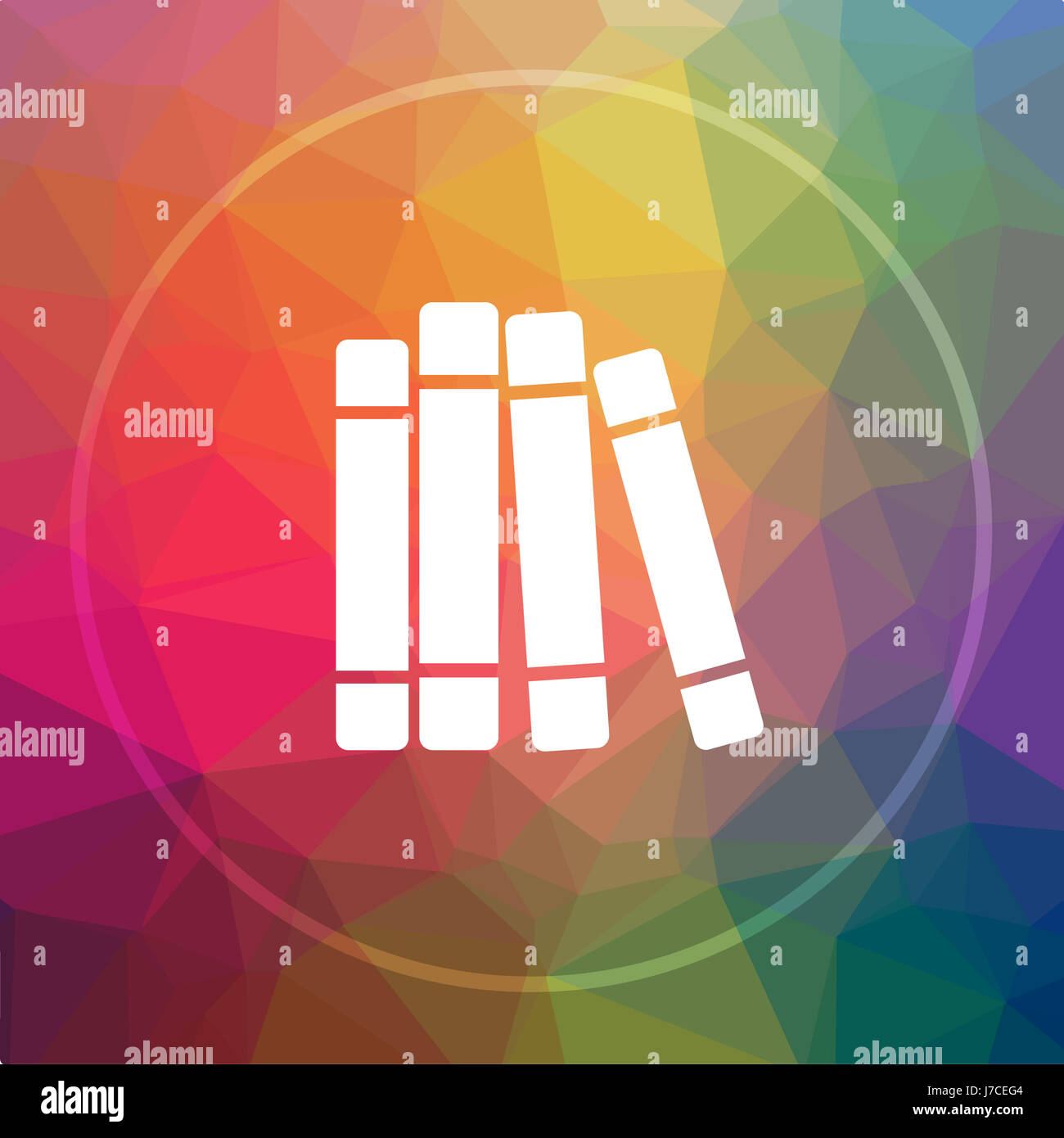 Books library icon. Books library website button on low poly background ...