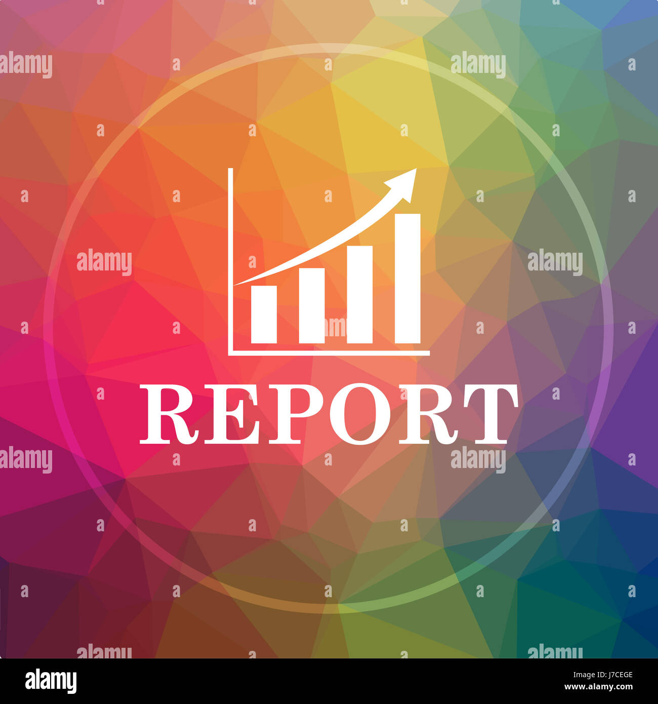 Report icon. Report website button on low poly background Stock Photo ...