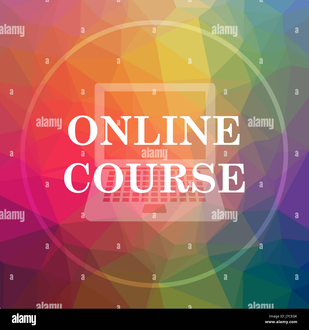 Online course icon. Online course website button on low poly background ...