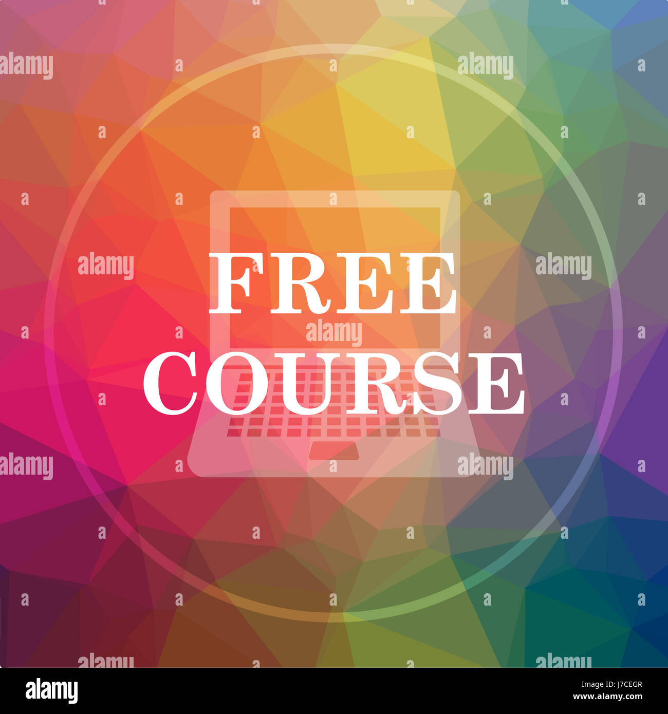 Free course icon. Free course website button on low poly background ...