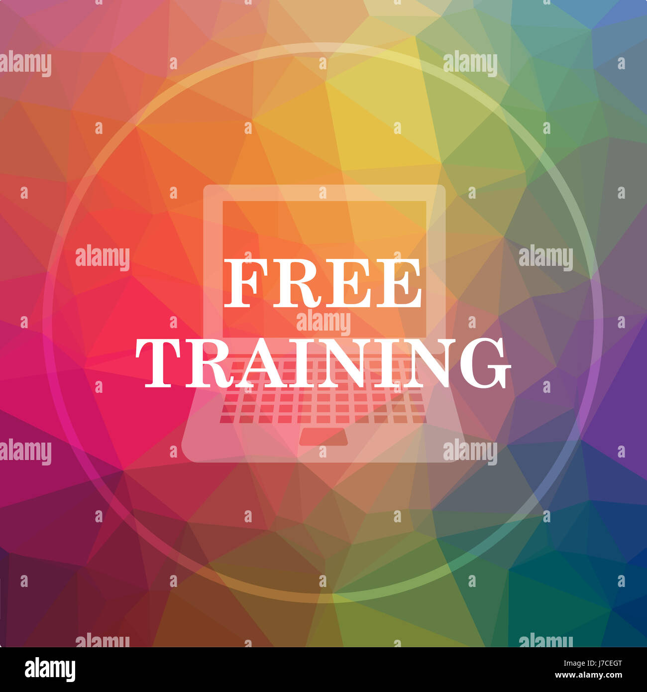 Free training icon. Free training website button on low poly background ...