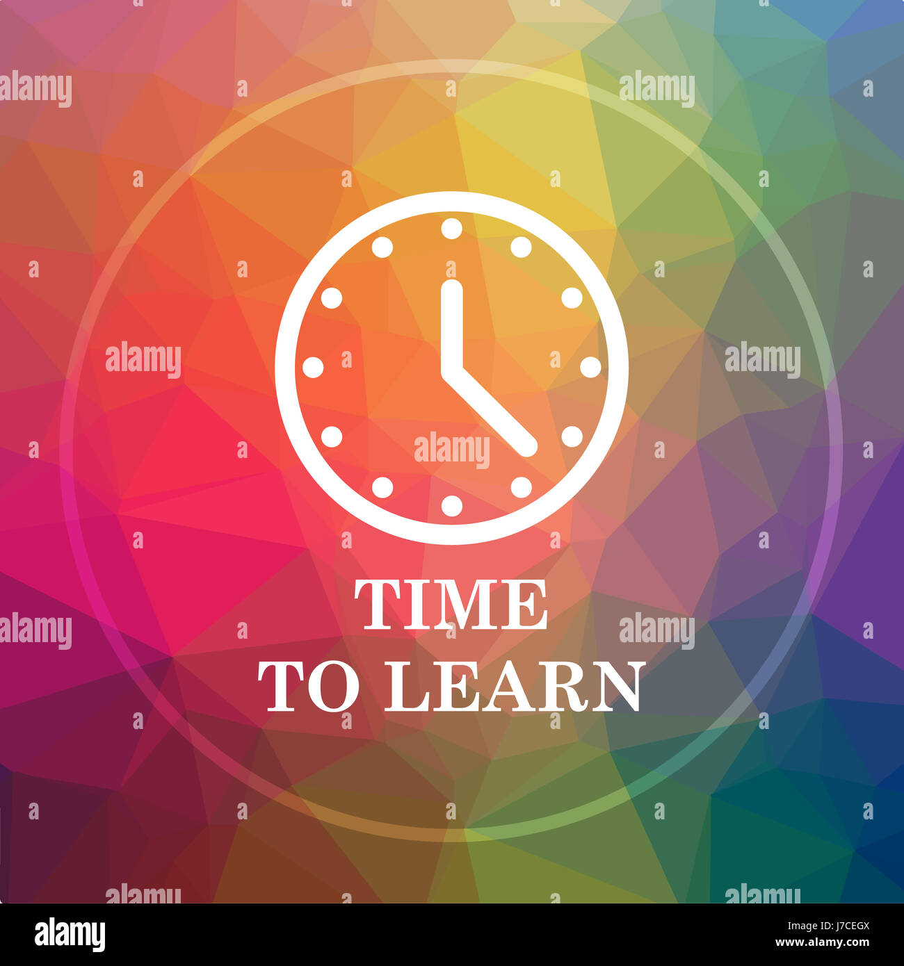 Time to learn icon. Time to learn website button on low poly background ...