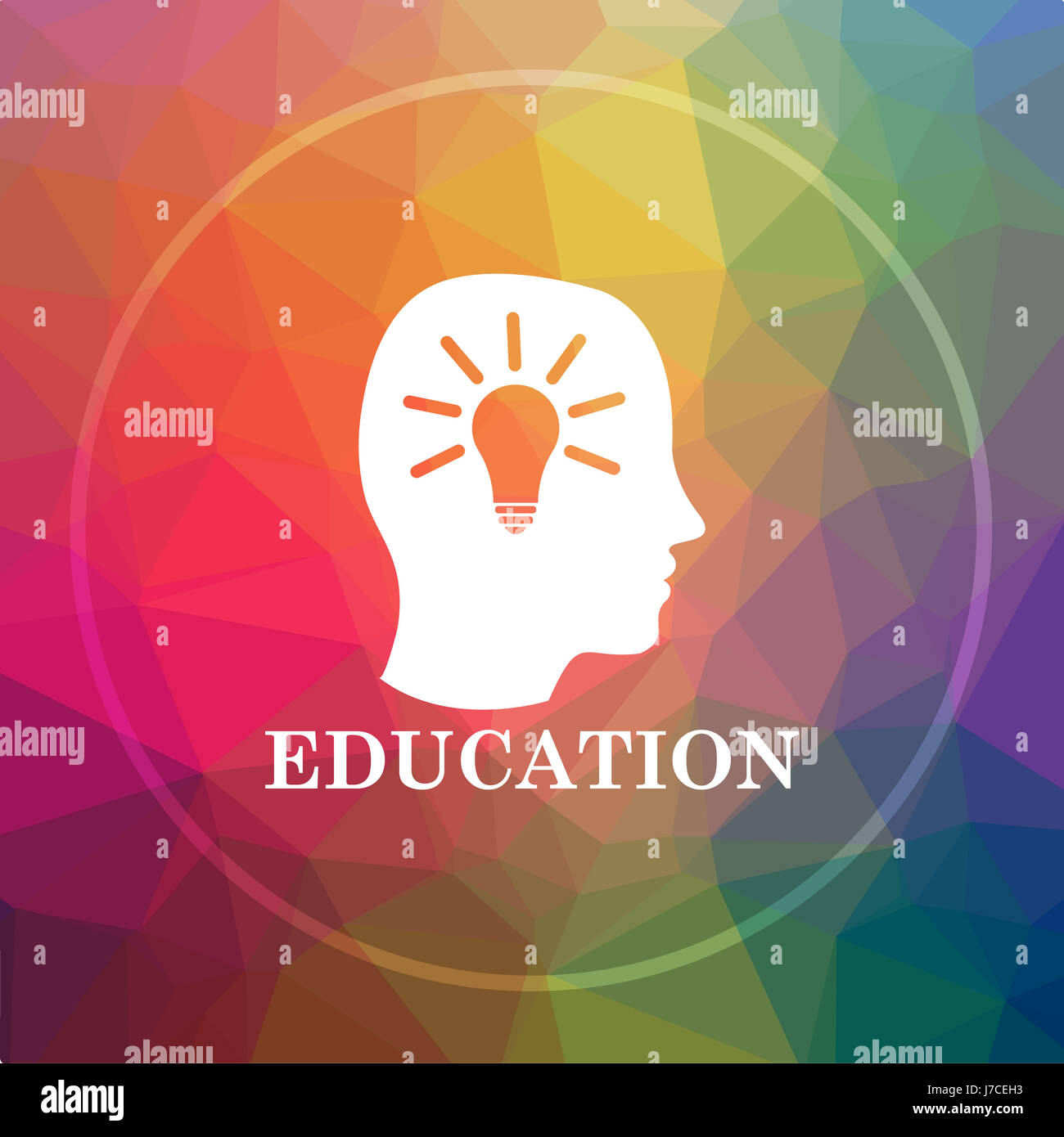 Education icon. Education website button on low poly background Stock ...