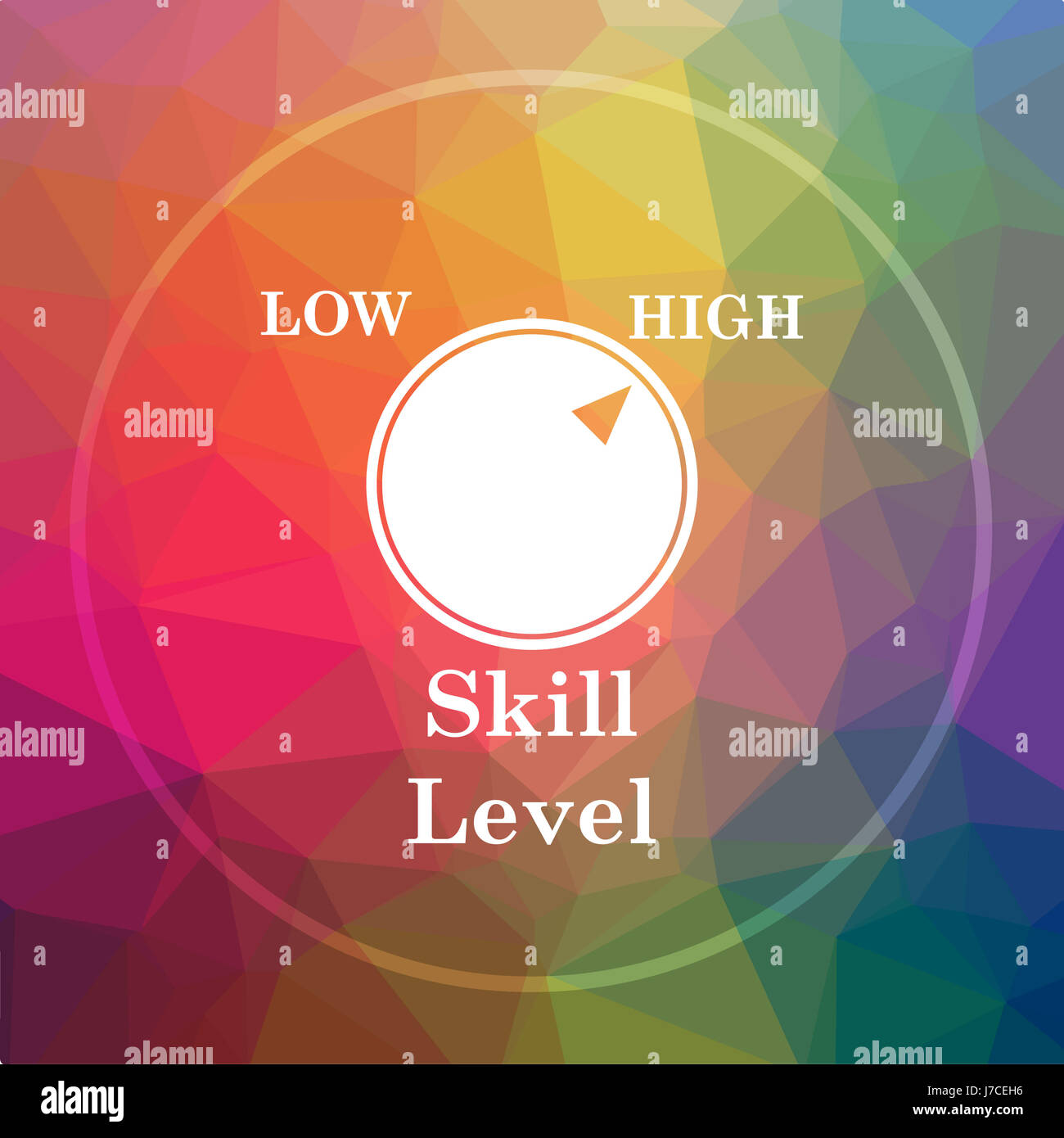 Skill level icon. Skill level website button on low poly background ...