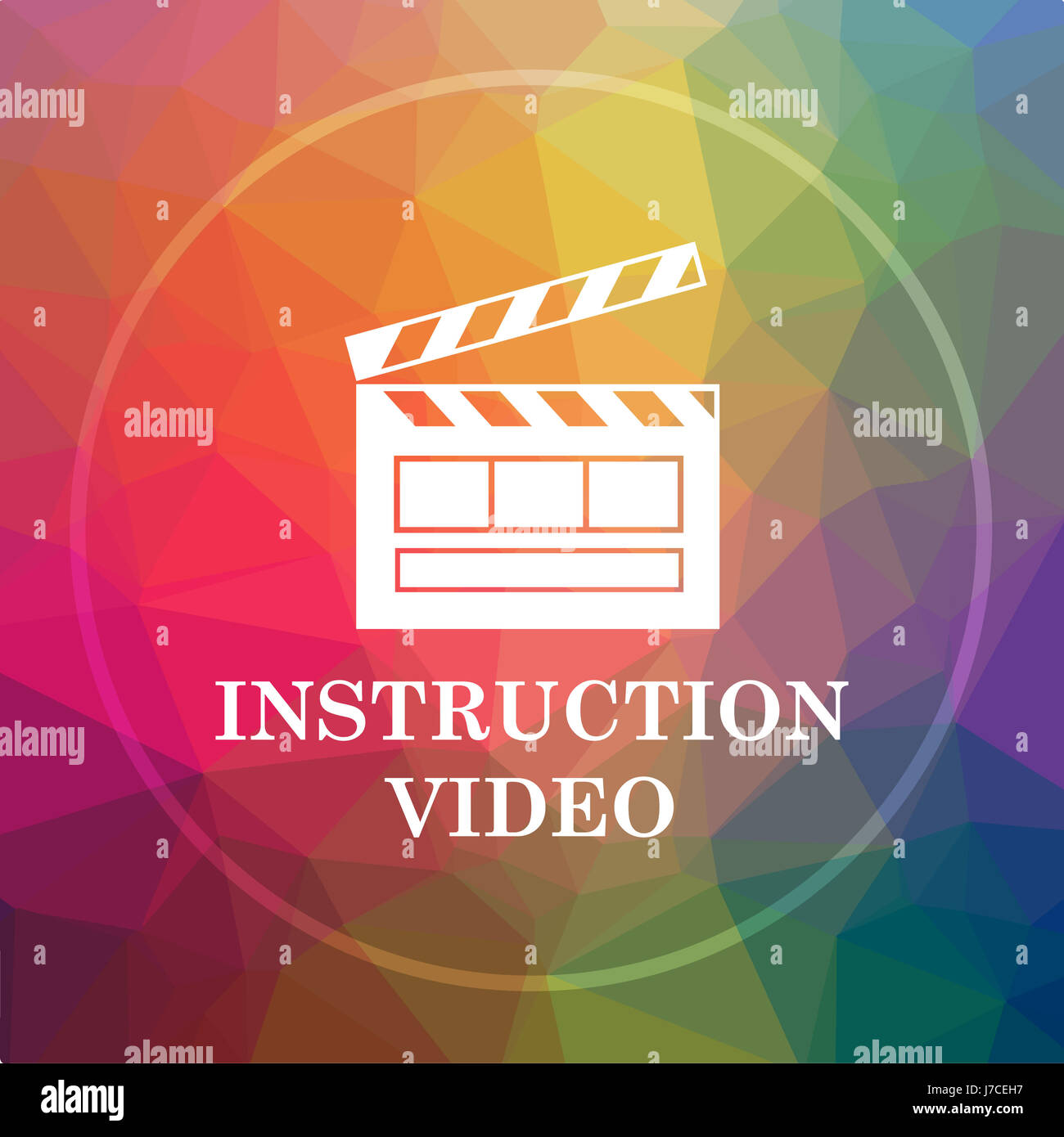 Instruction video icon. Instruction video website button on low poly ...