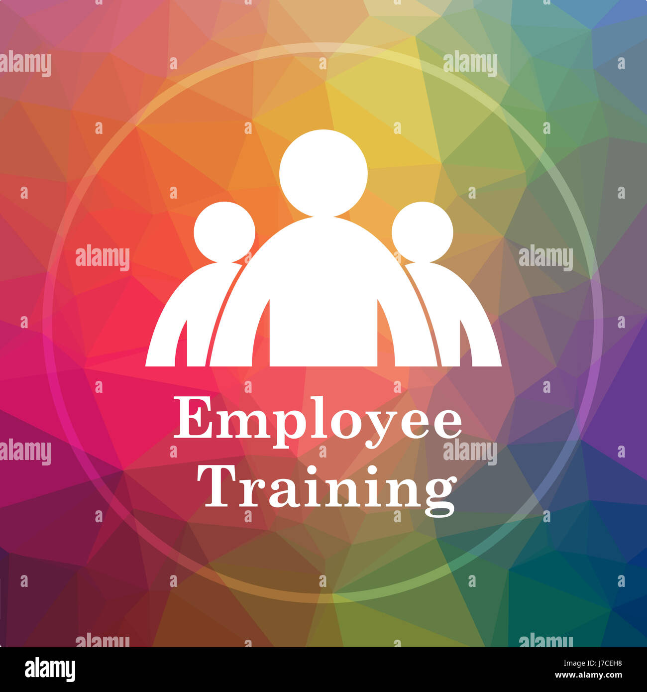 Employee training icon. Employee training website button on low poly ...