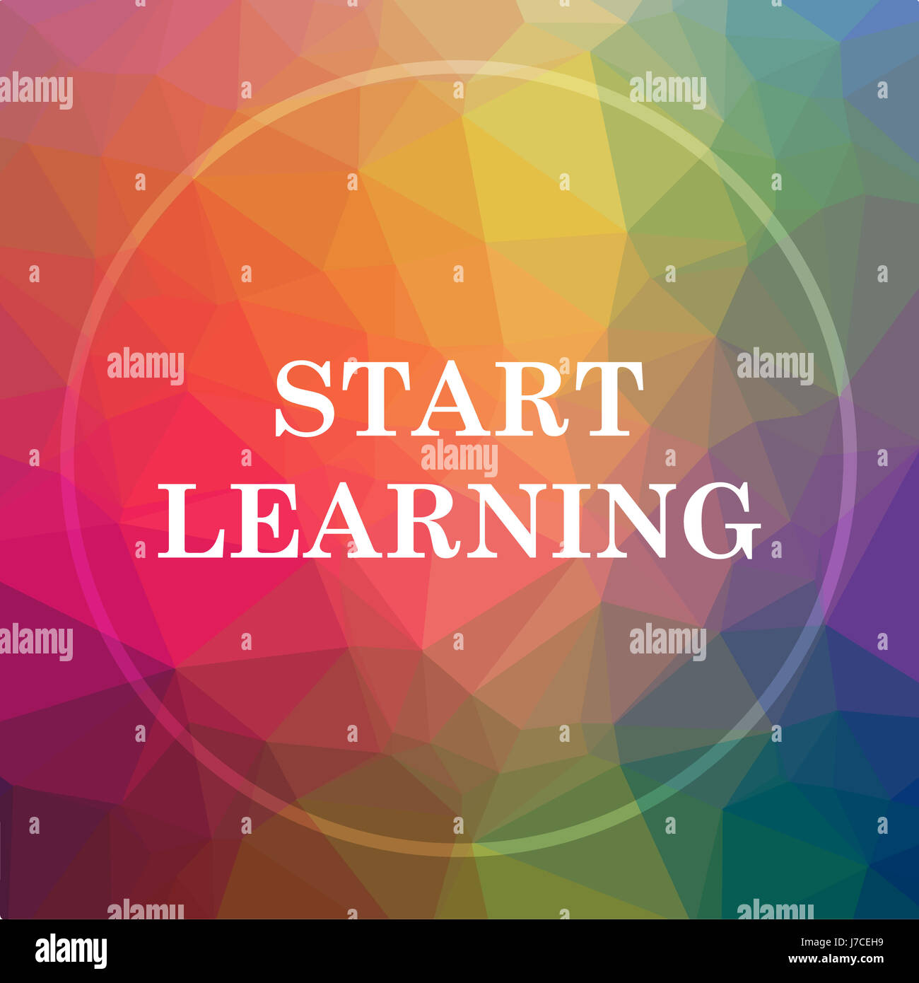 Start learn icon. Start learn website button on low poly background ...