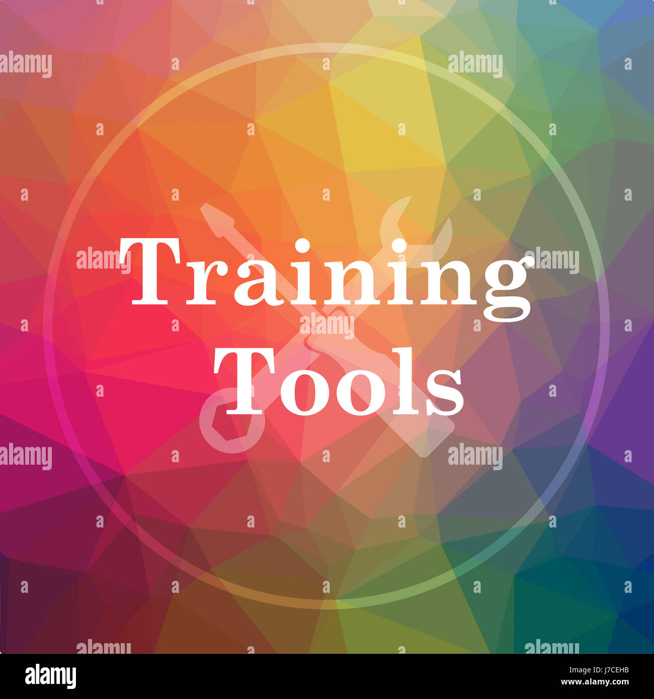 Training tools icon. Training tools website button on low poly ...