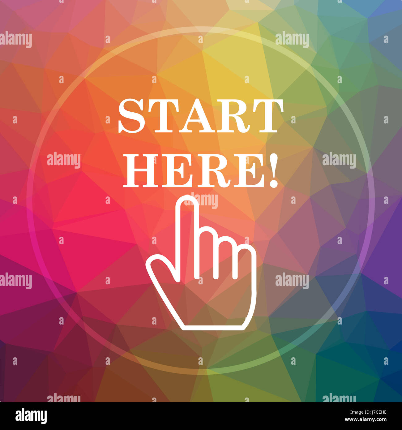 Start here icon. Start here website button on low poly background Stock ...