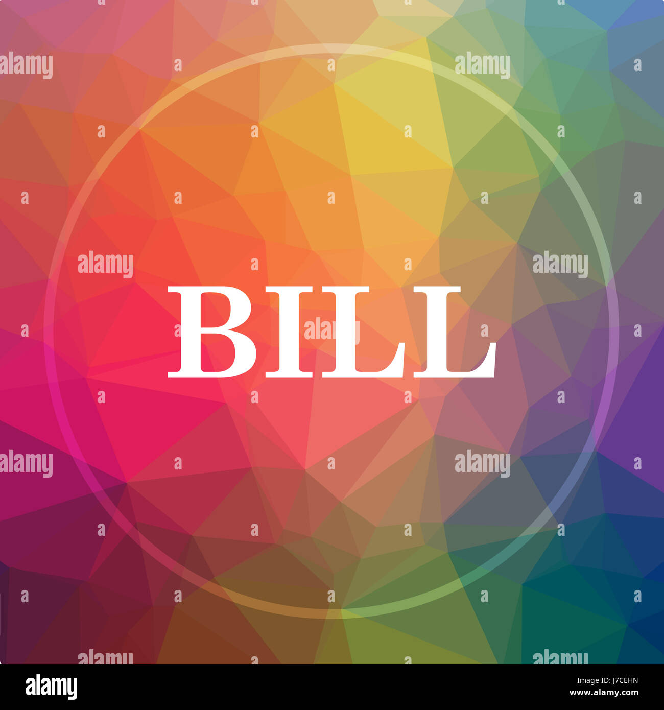 Bill icon. Bill website button on low poly background Stock Photo - Alamy