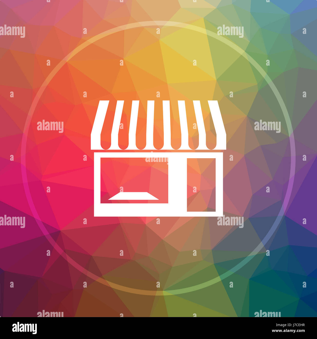 Store icon. Store website button on low poly background Stock Photo - Alamy