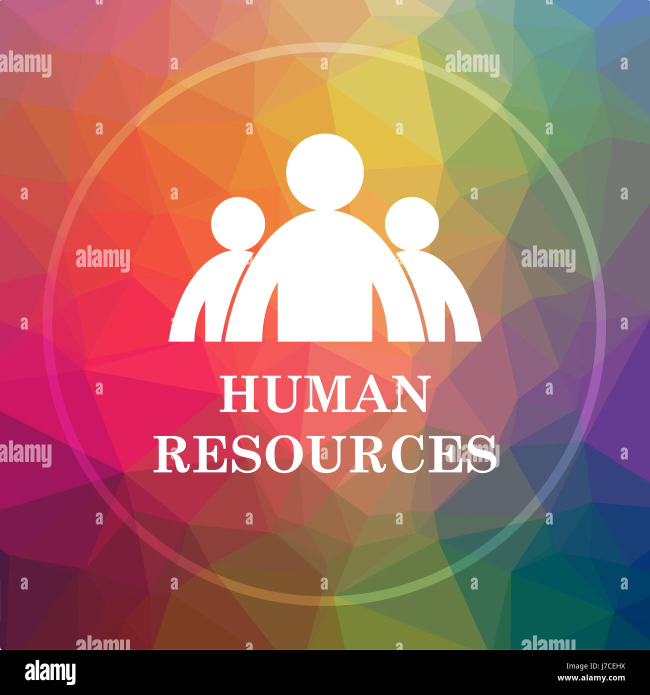 Human Resources icon. Human Resources website button on low poly ...