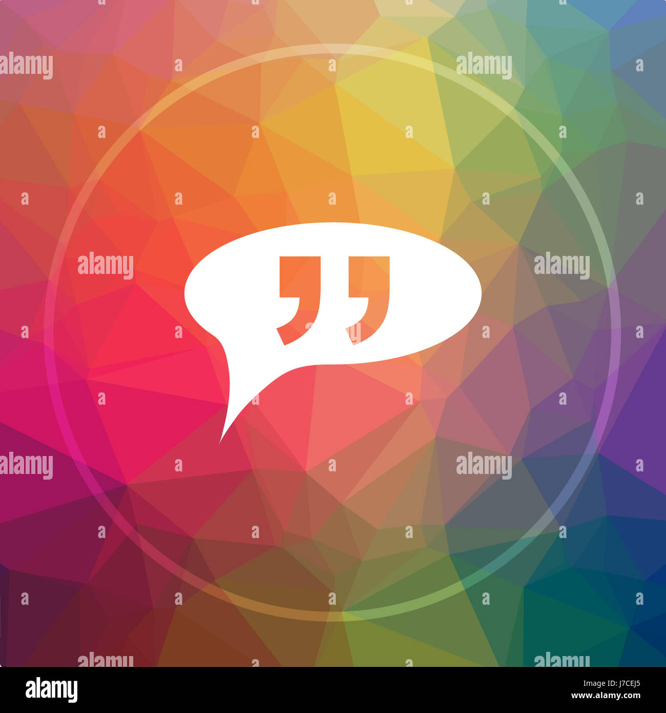 Double quotes icon. Double quotes website button on low poly background ...