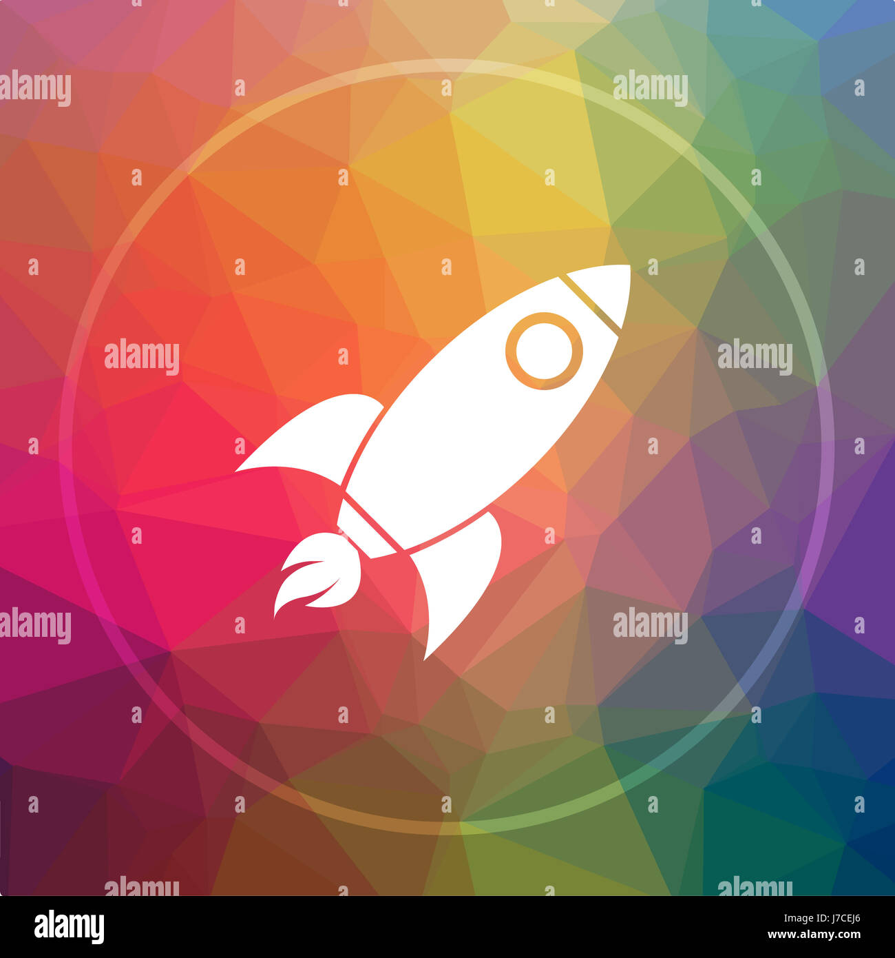 Rocket icon. Rocket website button on low poly background Stock Photo ...