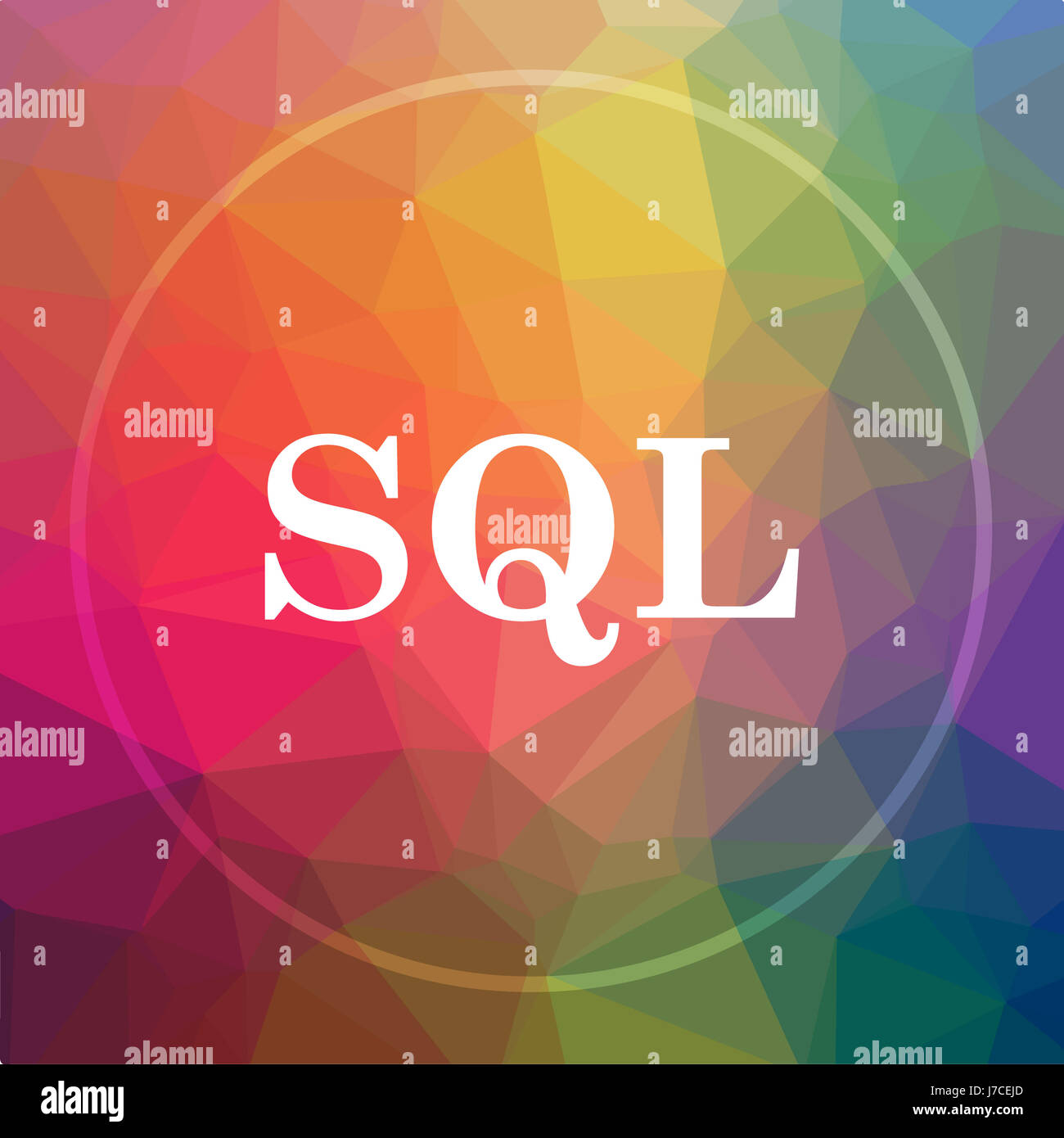 SQL icon. SQL website button on low poly background Stock Photo - Alamy