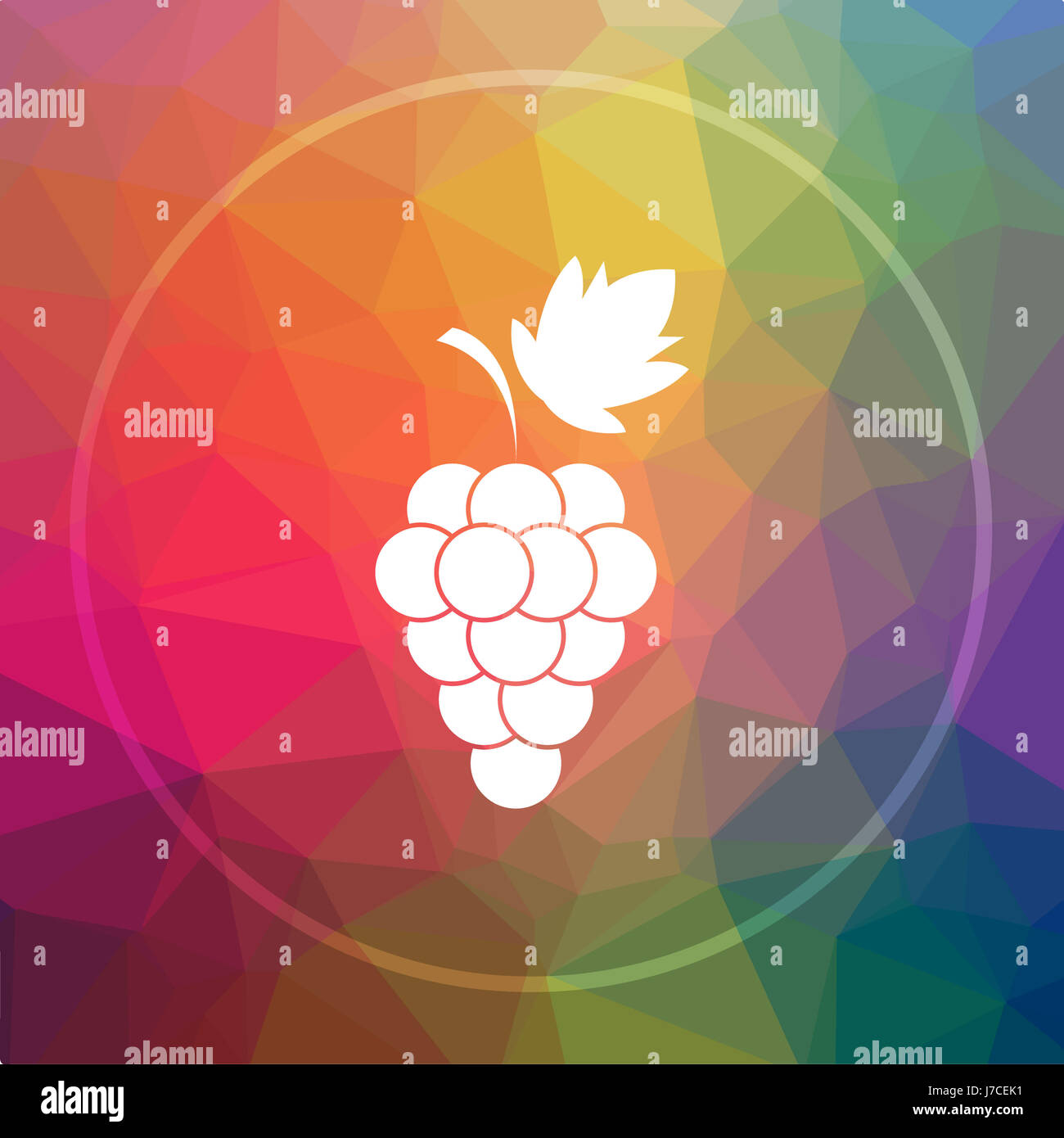 Grape icon. Grape website button on low poly background Stock Photo - Alamy
