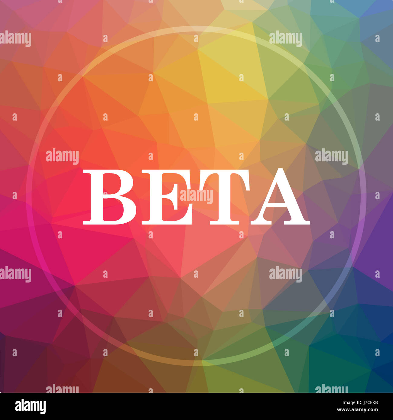 Beta icon. Beta website button on low poly background Stock Photo - Alamy