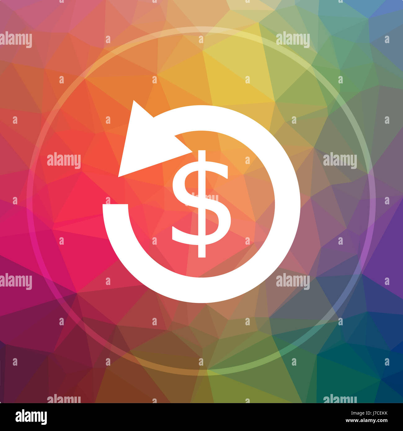 Refund. icon. Refund. website button on low poly background Stock Photo ...