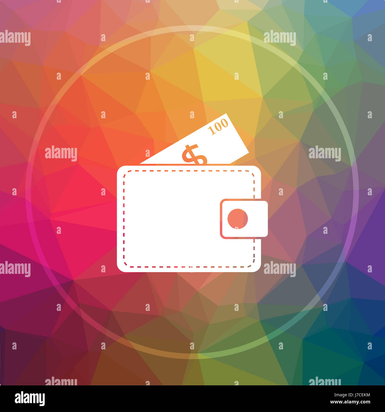 Wallet icon. Wallet website button on low poly background Stock Photo ...