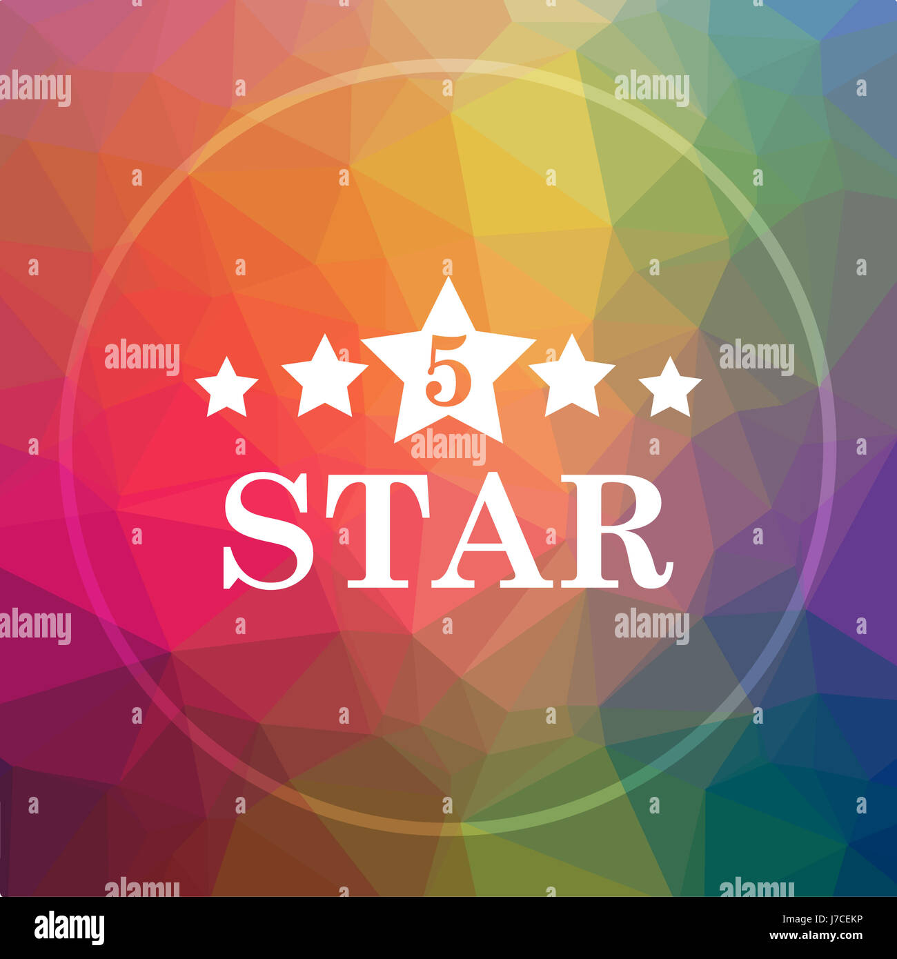 5 star icon. 5 star website button on low poly background Stock Photo ...