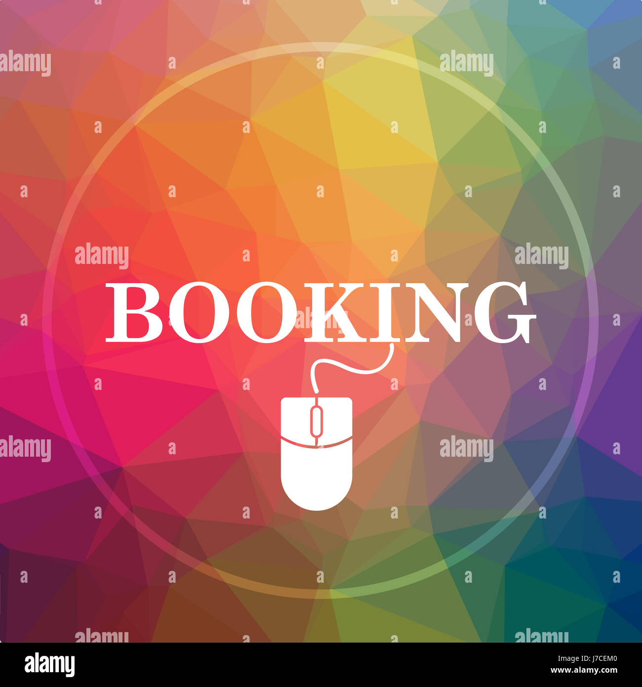 Booking icon. Booking website button on low poly background Stock Photo ...